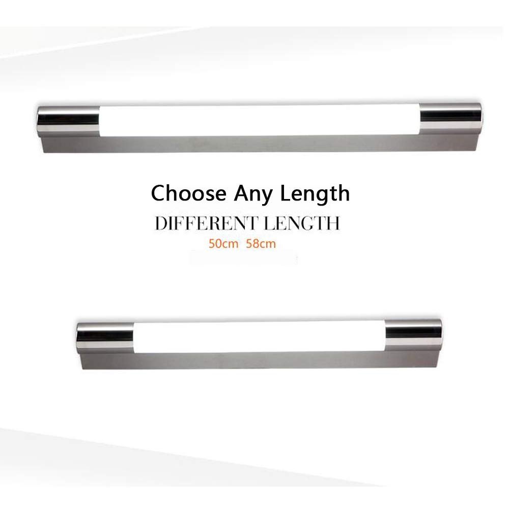 LITFAD LED Under Cabinet Lighting Mirror Bathroom Vanity Lights Waterproof Fog Lamp Stainless Steel Tube LED Vanity 22.83" Long 12W Simple Wall Light Modern Linear Vanity Closet Light White Light