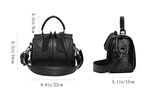 YAQUNICER Elegant PU Leather Handbags And Purses for Women With Bow Decoration Hobo Crossbody Messenger Bag