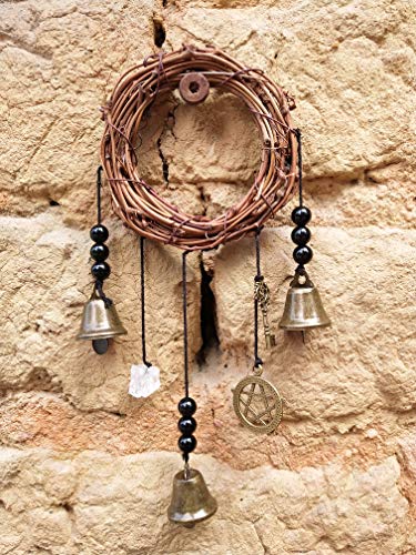 3" Witch Bells,Witchy Things,Magic Home Protection,Clear Negative Energies,Attracts Positive,Wicca Decor,Witchcraft Wicca Supplies (obsedian)