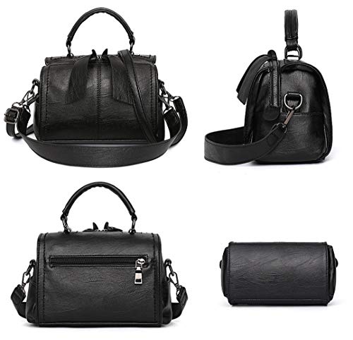 YAQUNICER Elegant PU Leather Handbags And Purses for Women With Bow Decoration Hobo Crossbody Messenger Bag