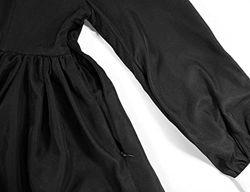 Nite closet Gothic Dress Long Sleeve Black Lolita Vintage Dresses Retro (8-10)…