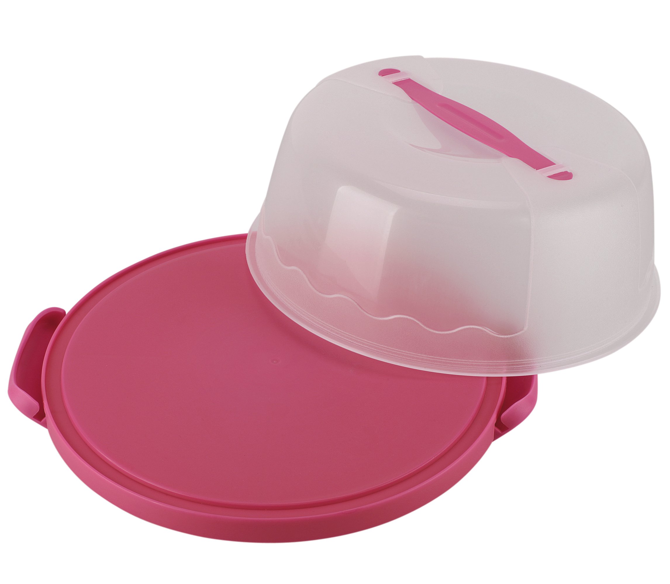 HelloCupcake Portable Cake and Cupcake Carrier / Storage Container - 10.4" Diameter (Inside Cover), Translucent Dome - Perfect for Transporting Cakes, Cupcakes, Pies, or Other Desserts (Fuchsia)
