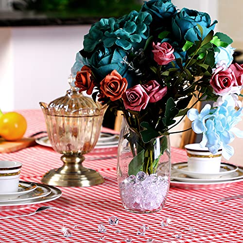 Hicarer 800 Pieces Diamond Decorations Acrylic Diamond Table Scatter Crystals for Table for Vase Fillers Party Table (Clear, 12mm, 8mm, 6mm, 3mm, 2mm)