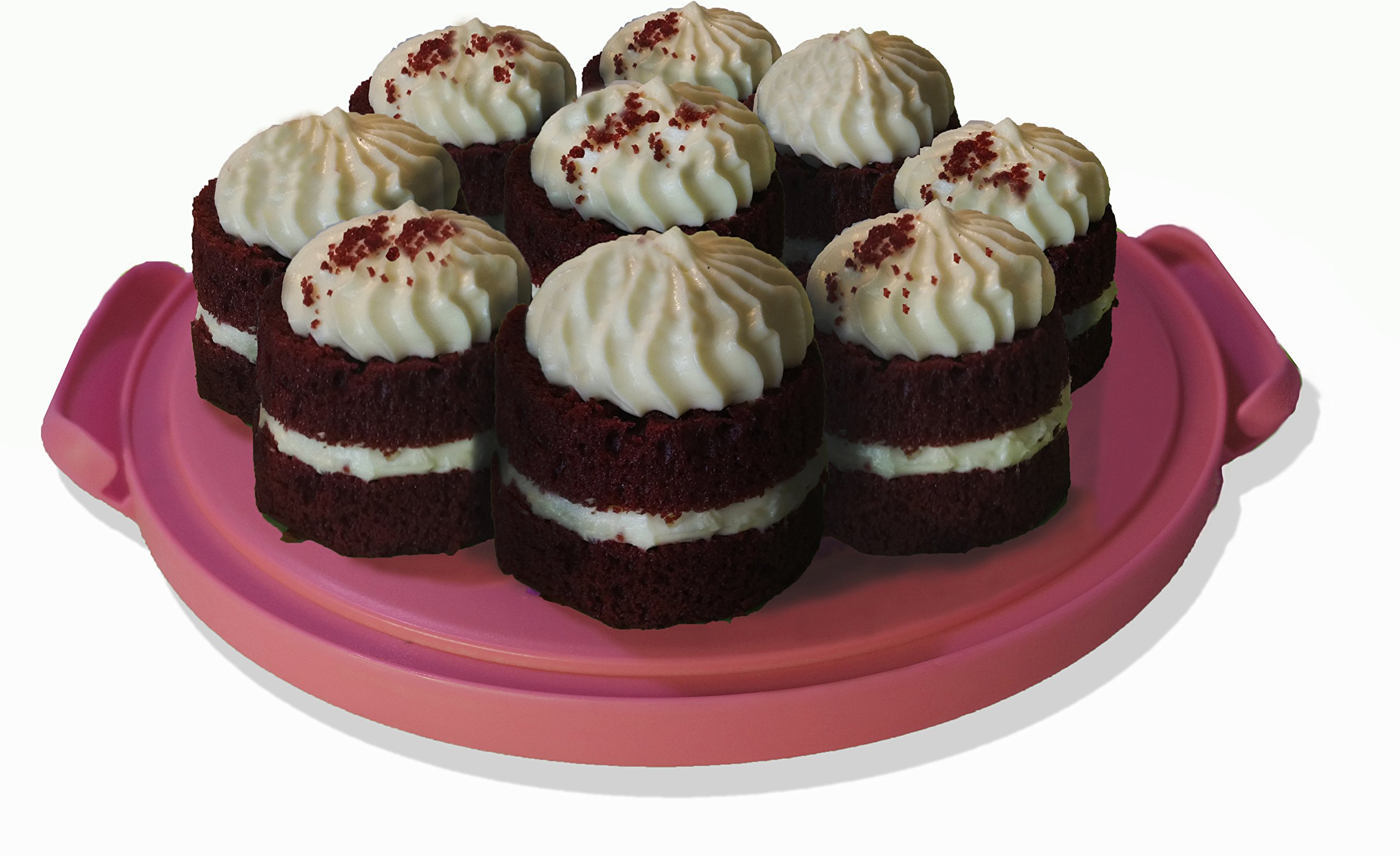HelloCupcake Portable Cake and Cupcake Carrier / Storage Container - 10.4" Diameter (Inside Cover), Translucent Dome - Perfect for Transporting Cakes, Cupcakes, Pies, or Other Desserts (Fuchsia)