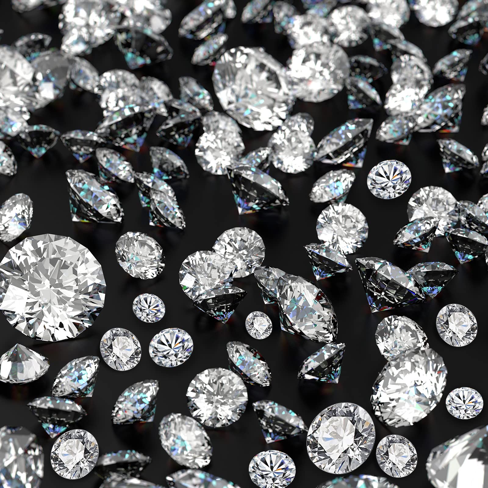 Hicarer 800 Pieces Diamond Decorations Acrylic Diamond Table Scatter Crystals for Table for Vase Fillers Party Table (Clear, 12mm, 8mm, 6mm, 3mm, 2mm)
