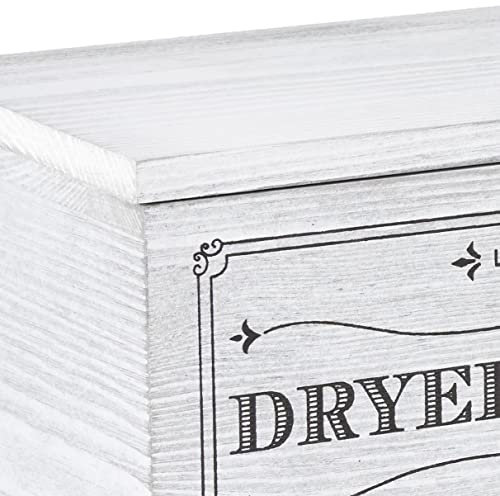 Dryer Sheet Holder for Laundry Room | Wooden Box Dryer Sheet Dispenser | Farmhouse Laundry Room Decor Accessories | Dryer Sheet Container with Lid | Laundry Room Organization Storage Container (Grayish White)| Laundry Softener Dispenser Sheets