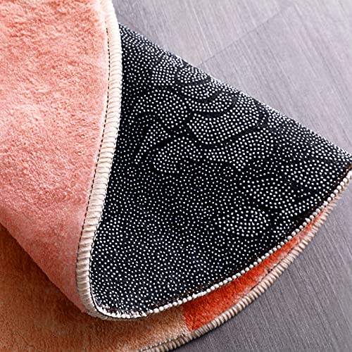 YoKii Cute Pink Round Rug 3ft for Bedroom Living Room Modern Boho Faux Wool Soft Circle Bathroom Rug Rubber Backed Small Area Rugs Abstract Aesthetic Dorm Carpet Room Deocr (Rounnd-3ft, Pink)