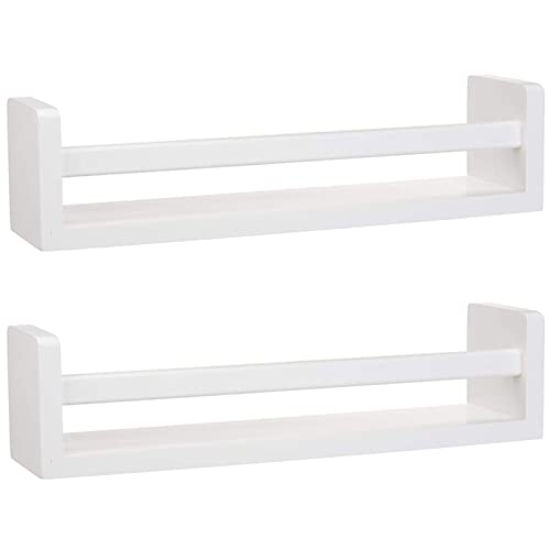 Tesmula gt2-ZJ Set of 2 Nursery Room Wood Floating Wall Shelves Wall Decor, Bookshelf, and Toy Organizer White