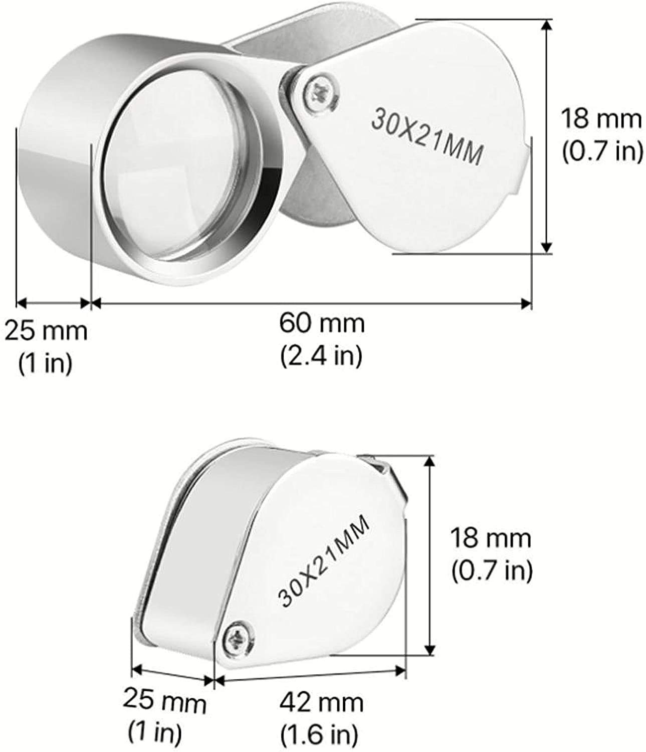 KINGMAS Pocket Jewelry Loupe 30x 21mm Jewelers Eye Magnifying Glass Magnifier