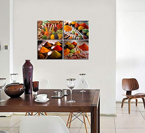 HOMEOART Herbs and Spices Kitchen Decor Pictures Dining Room Food Poster Prints Wall Decor 12"x16"x4 Panels