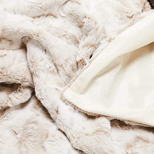 Outrageously Soft Throw Blanket - Ultra Plush Minky Faux Fur Blanket - Oversized 60 x 80 Inches - Tan