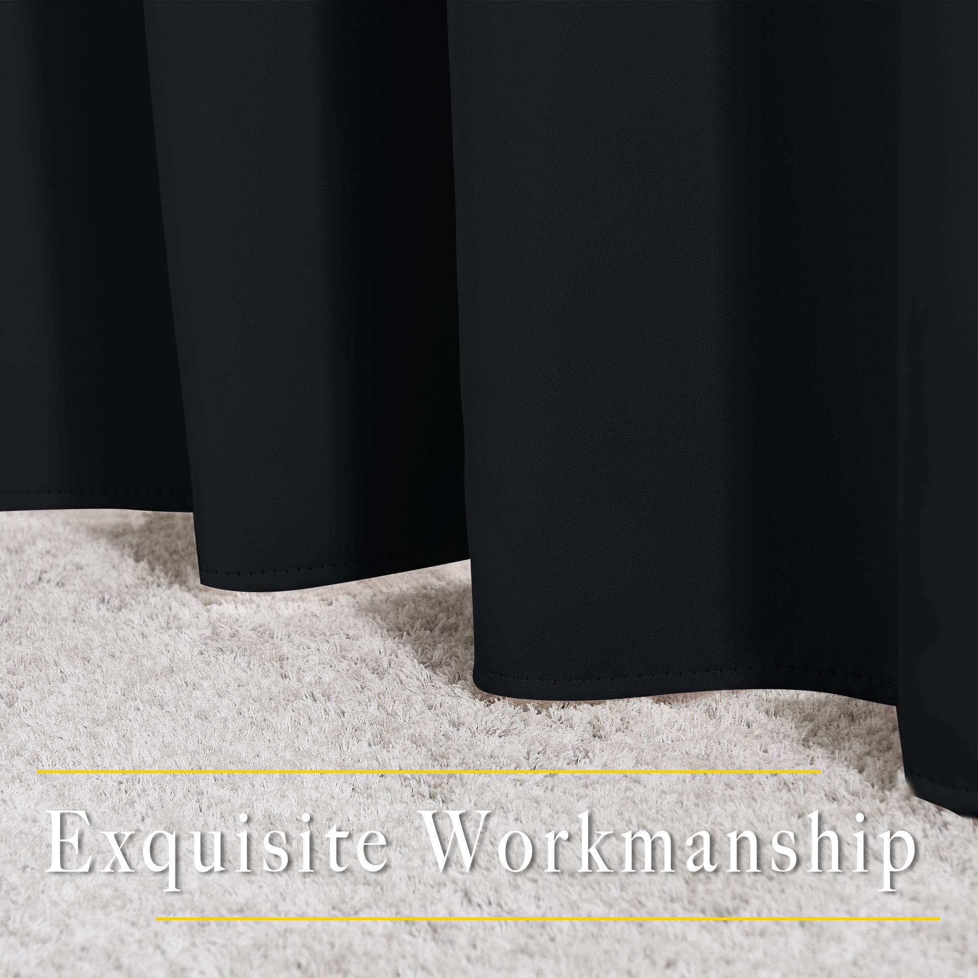 NICETOWN Black Blackout Curtains 84 inch Long - Light Reducing Thermal Insulated Solid Grommet Blackout Curtains/Panels/Drapes for Living Room (Set of 2, W52 x L84)