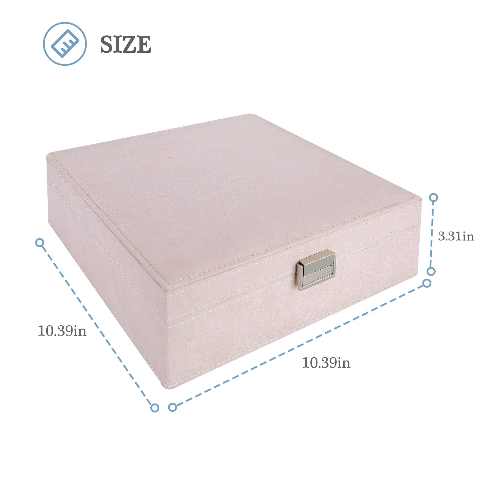 ProCase Velvet Jewelry Box Organizer for Women, 2 Layer Jewelry Display Storage Holder Case for Necklace Earrings Bracelets Rings -Pink