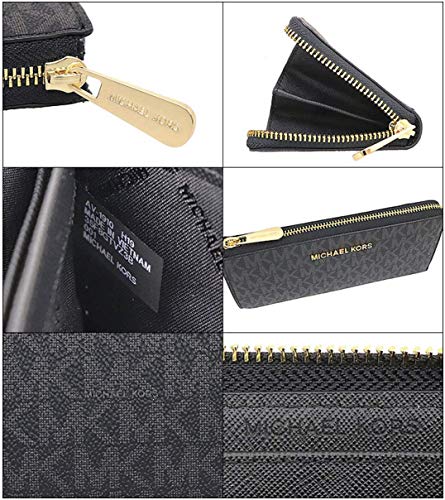Michael Kors Jet Set Travel Jet Set Travel Large Logo Quarter-Zip Wallet (Black)