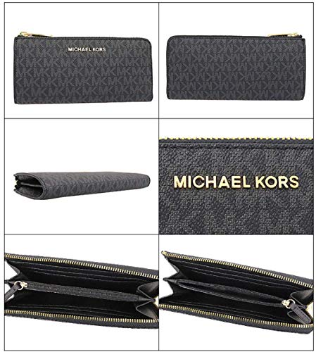 Michael Kors Jet Set Travel Jet Set Travel Large Logo Quarter-Zip Wallet (Black)