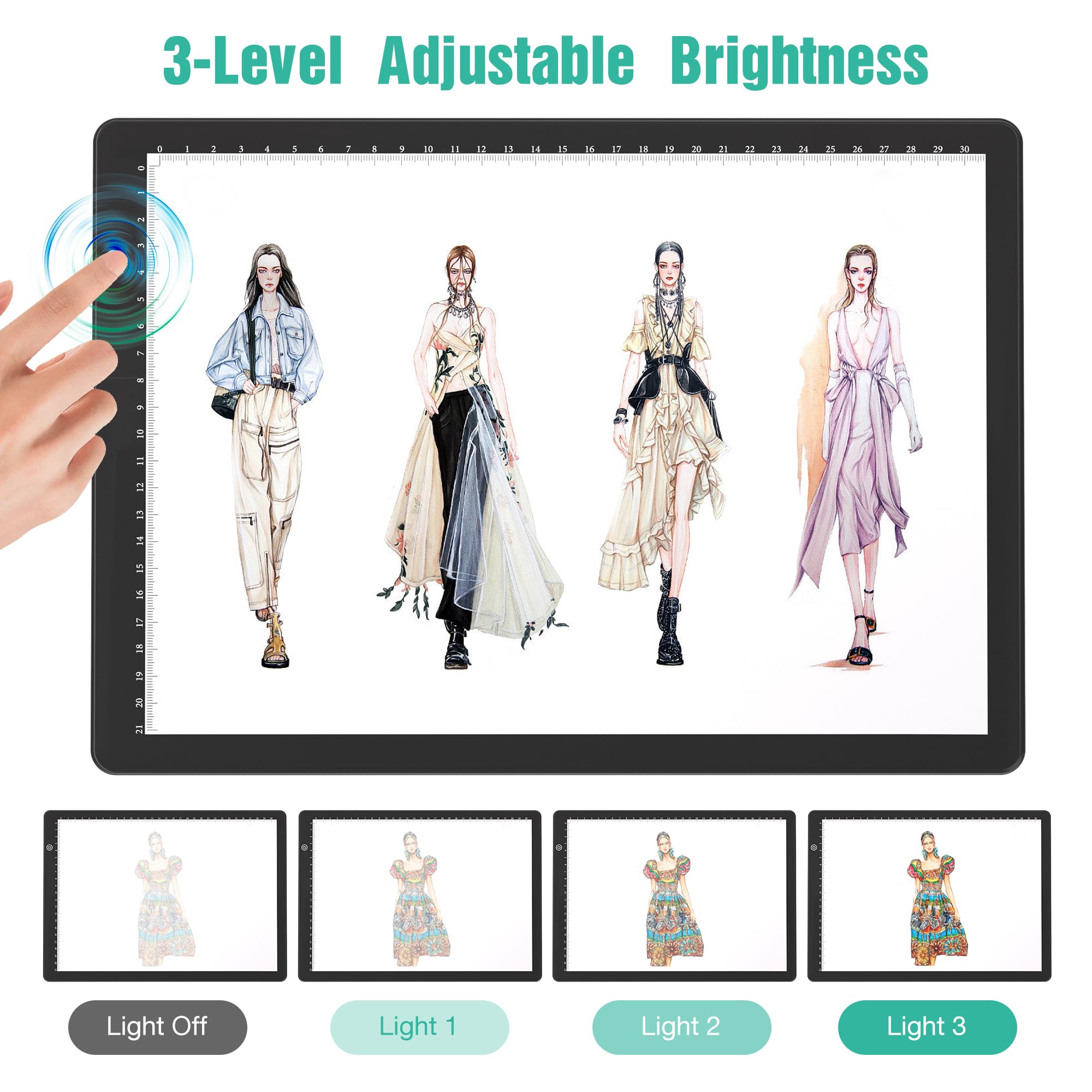 comzler Light Board, A4 Tracing Light Box, Magnetic Light Pad, Light Table for Tracing, LED Light Drawing Board, Sketch Pad LED Light Drawing Pad, Cricut Light Pad, Dimmable Brightness