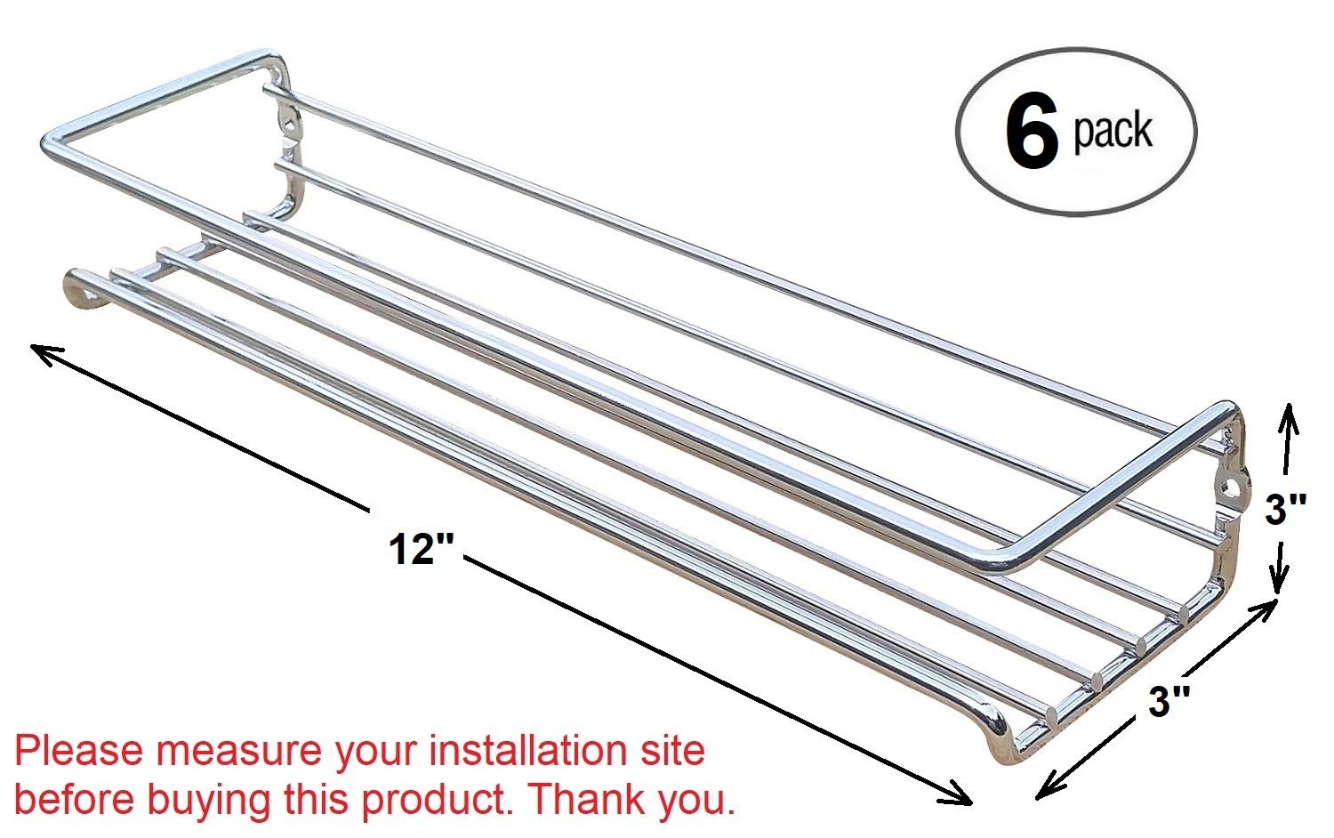 6 Pack. Wall mount spice rack organizer for cabinet. Spice shelf. Seasoning organizer. Pantry door organizer. Spice storage. 12 x 3 x 3 inches. Premium Present brand