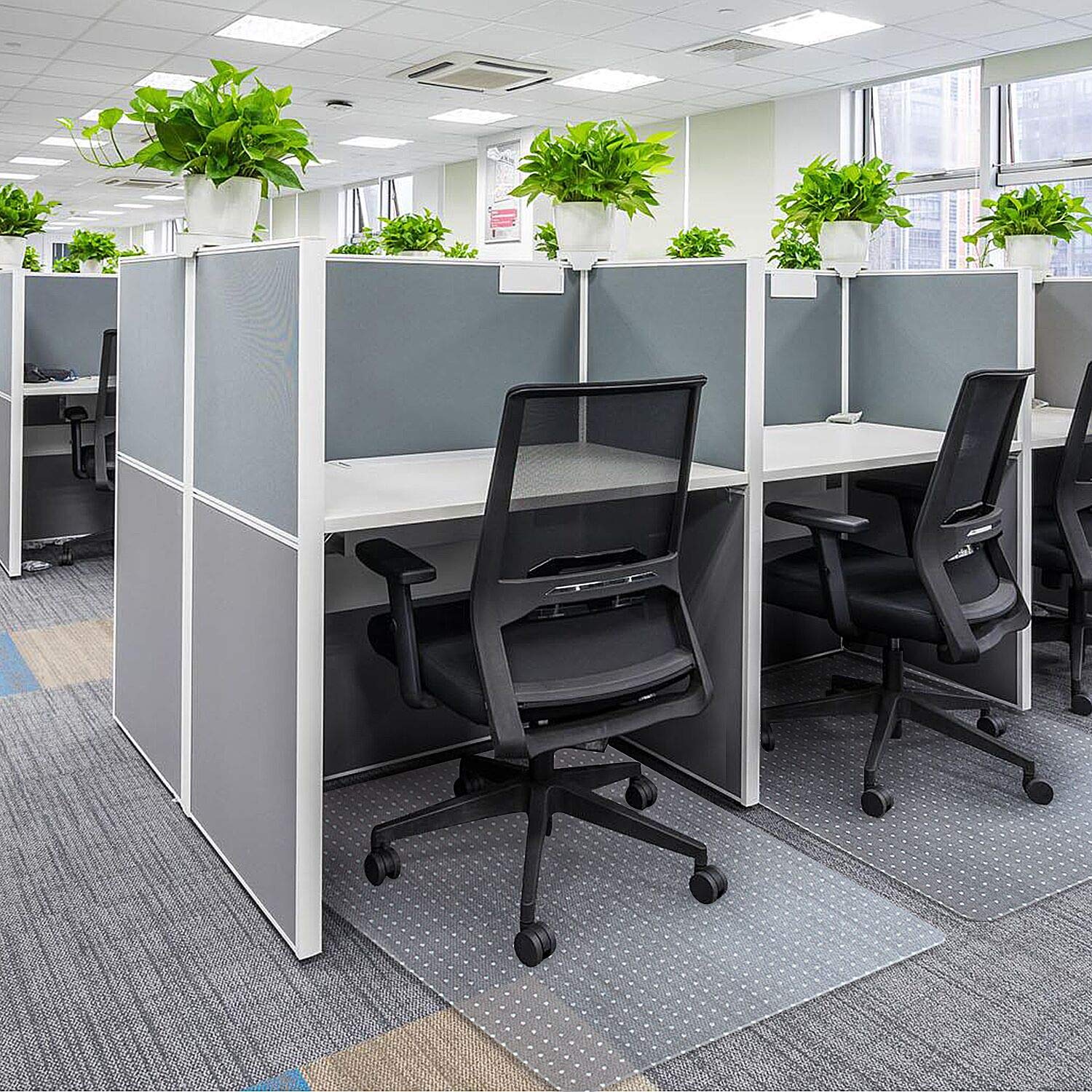Azadx Clear Office Chair Mat for Low, Standard and No Pile Carpeted Floors, Plastic Computer Desk Chair Mat on Carpet for Easy Rolling, Durable Carpet Protector Mat (36 x 48'' Rectangle)