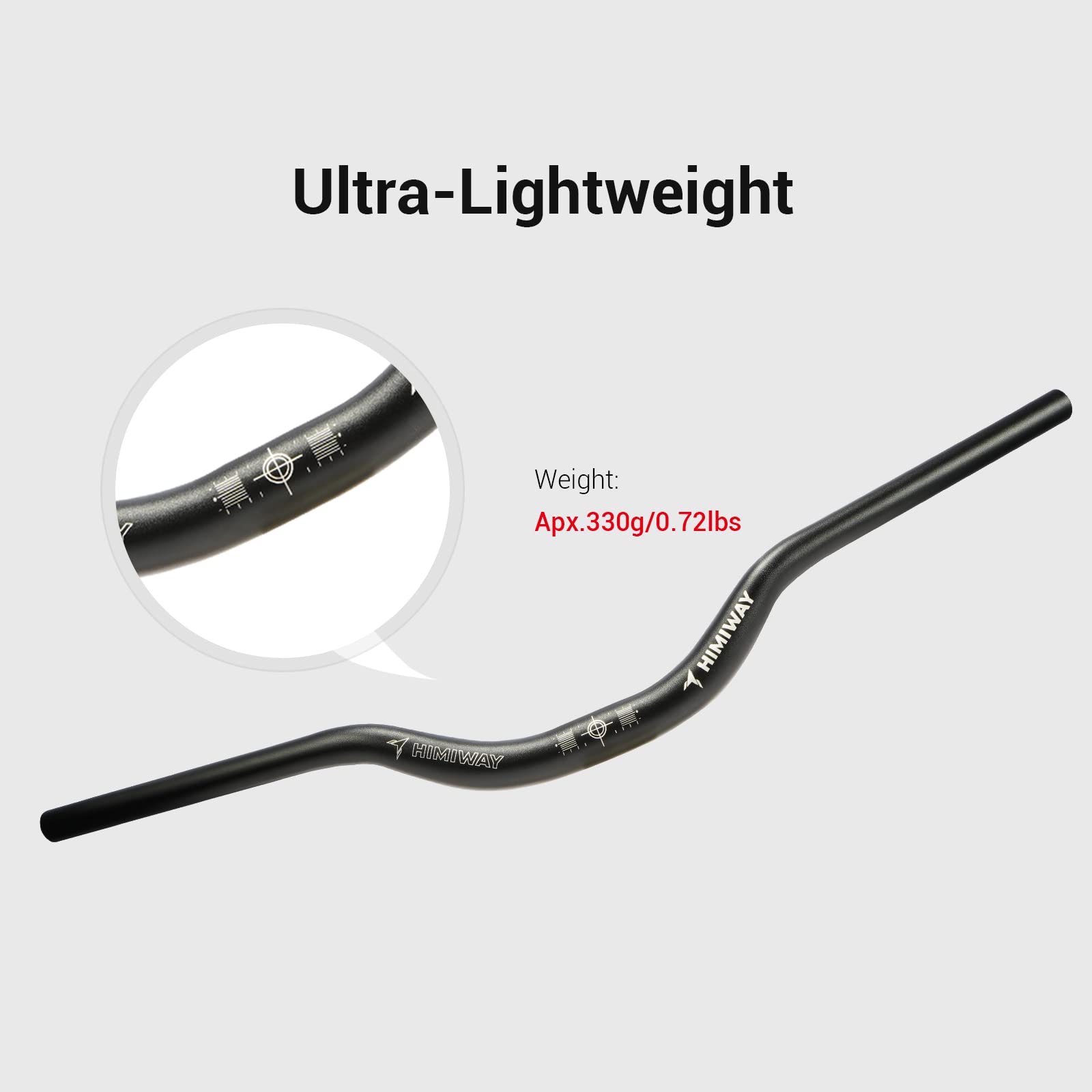 Himiway Mountain Bike Handlebars, Aluminum Alloy MTB Riser Bars Handlebar Rise 30mm Diameter 31.8mm Length 780mm Extra Long Black Bicycle Handlebar for Most MTB, Road Bike