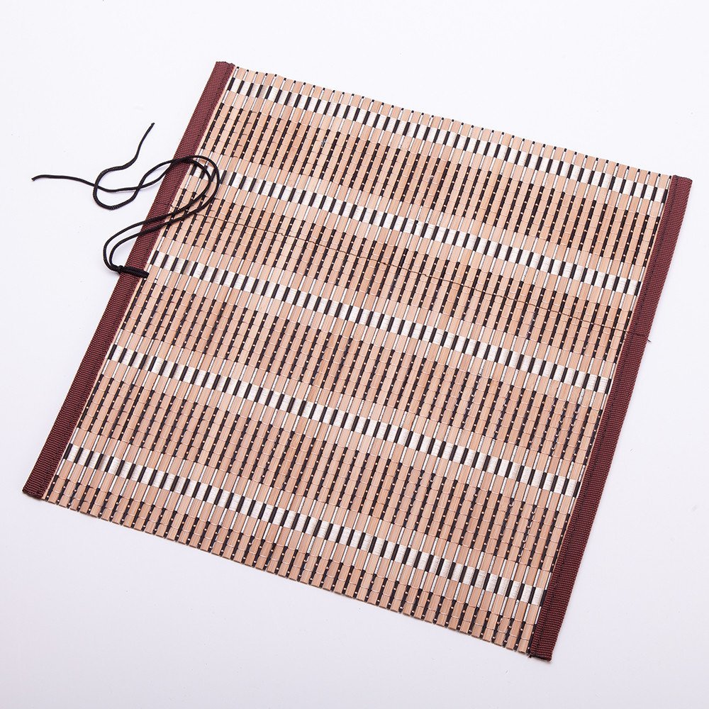 Bamboo Calligraphy Brush Holder Rollup Protection, 8 Compartments Pouch Organizer 36x36cm (14x14") - Large