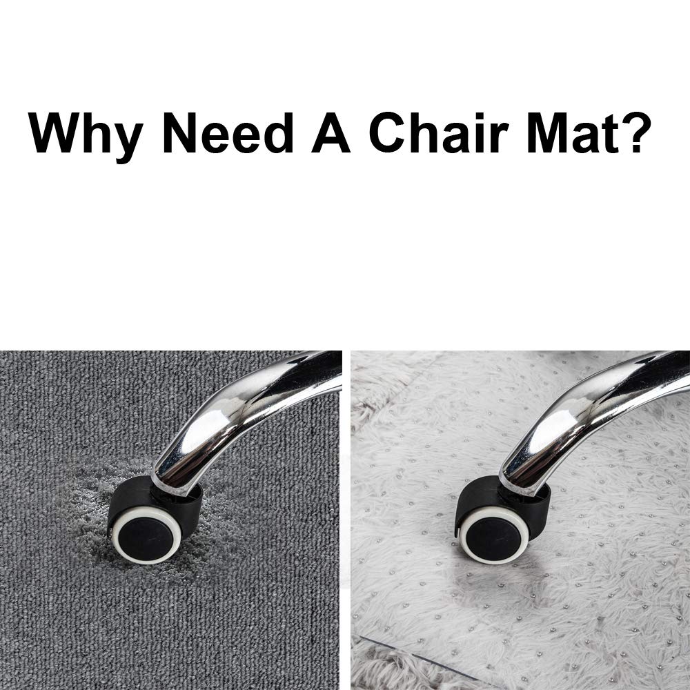 Azadx Clear Office Chair Mat for Low, Standard and No Pile Carpeted Floors, Plastic Computer Desk Chair Mat on Carpet for Easy Rolling, Durable Carpet Protector Mat (36 x 48'' Rectangle)