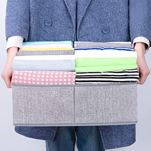 DIMJ Closet Baskets, 3 Packs Trapezoid Storage Bins, Foldable Fabric Baskets for Clothes, Baby Toiletry, Toys, Towel, DVD, Book