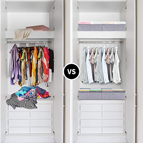 DIMJ Closet Baskets, 3 Packs Trapezoid Storage Bins, Foldable Fabric Baskets for Clothes, Baby Toiletry, Toys, Towel, DVD, Book