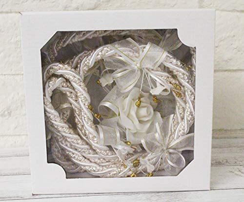 Beautiful White Ivory Gold Intertwine Silver Embellishment Accent Rope Migajon Lazo Wedding Lasso Traditional Lazos De Boda Tradicional Bridal Gift Box