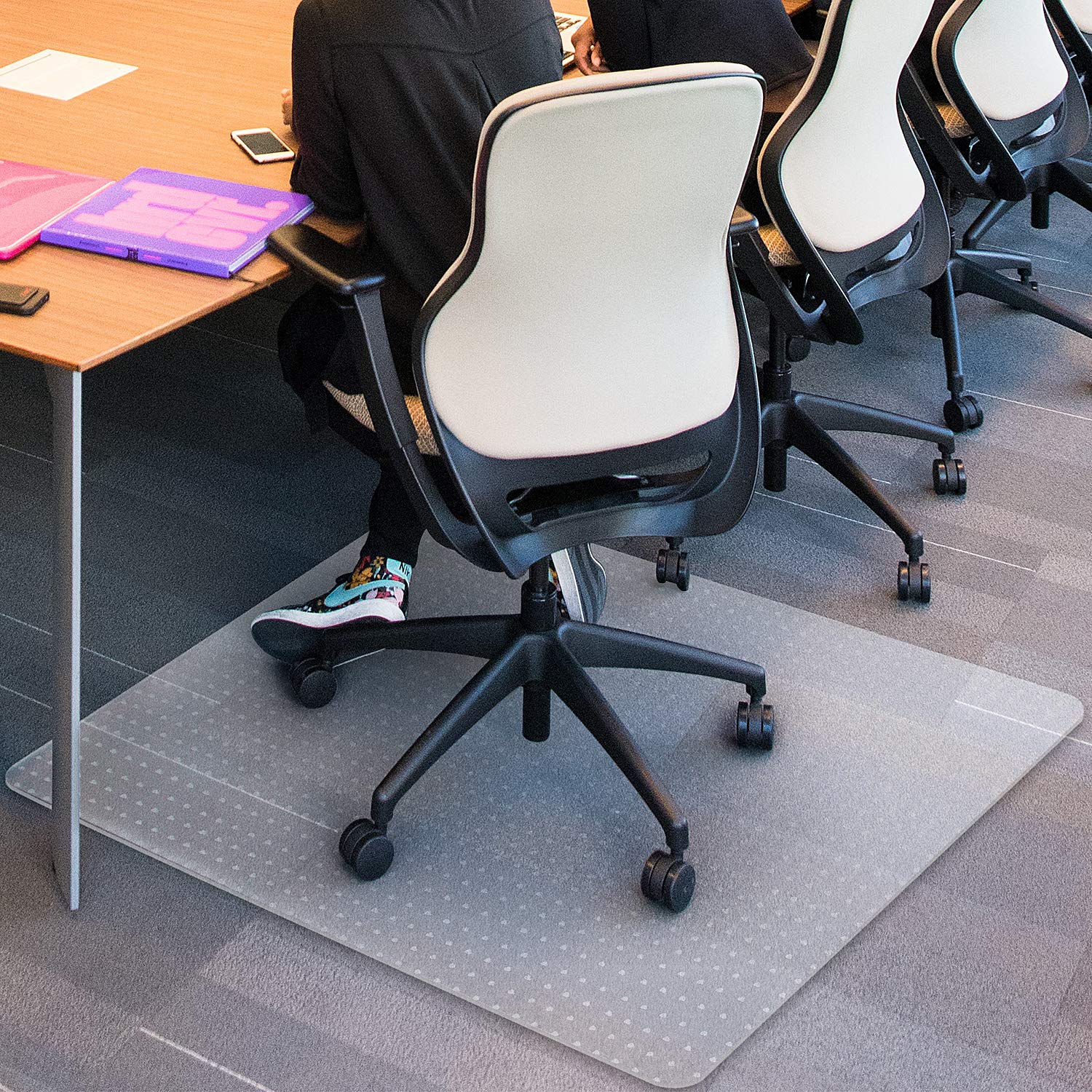 Azadx Clear Office Chair Mat for Low, Standard and No Pile Carpeted Floors, Plastic Computer Desk Chair Mat on Carpet for Easy Rolling, Durable Carpet Protector Mat (36 x 48'' Rectangle)