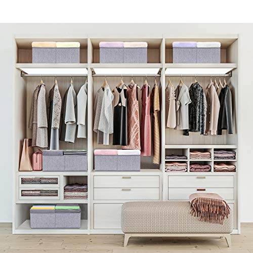 DIMJ Closet Baskets, 3 Packs Trapezoid Storage Bins, Foldable Fabric Baskets for Clothes, Baby Toiletry, Toys, Towel, DVD, Book