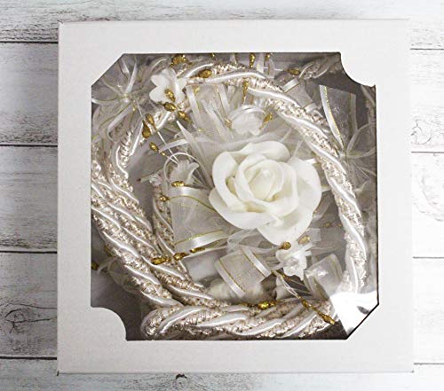 Beautiful White Ivory Gold Intertwine Silver Embellishment Accent Rope Migajon Lazo Wedding Lasso Traditional Lazos De Boda Tradicional Bridal Gift Box
