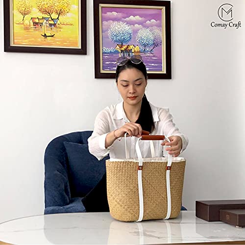 CM Comay Craft Straw Tote Bags For Women 14 in, Beach Bags For Women, Rattan Bag Oversized Beach Bag