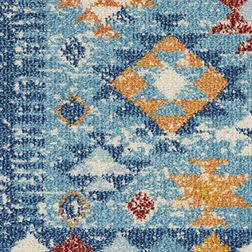 Nourison Passion Bohemian Blue/Multicolor 5'3" x 7'3" Area -Rug, Easy -Cleaning, Non Shedding, Bed Room, Living Room, Dining Room, Kitchen (5x7)