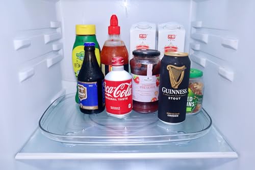 UPOGA Large Lazy Susan Rotating Turntable Organizer - for Kitchen, Pantry, Cabinet, Dining Table, Fridge, Countertop,Vanity - Spinning Food Storage Container for Spices, Condiments- Clear,15.9"x11.8"