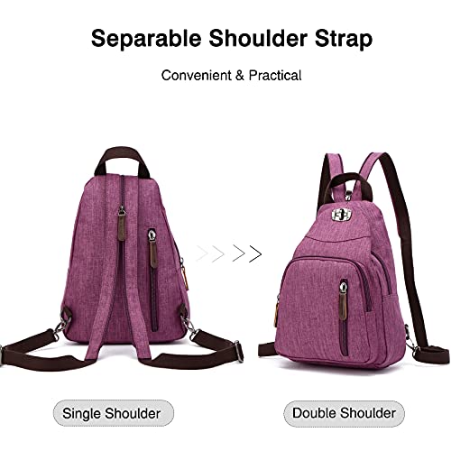FANDARE Retro Sling Chest Backpack Multipurpose Crossbody Shoulder Bag Travel Backpack for Men Women Outdoor Cycling Indoor Gym Hiking Daypacks Durable Polyester Purple