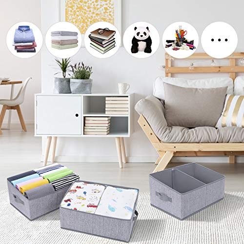 DIMJ Closet Baskets, 3 Packs Trapezoid Storage Bins, Foldable Fabric Baskets for Clothes, Baby Toiletry, Toys, Towel, DVD, Book