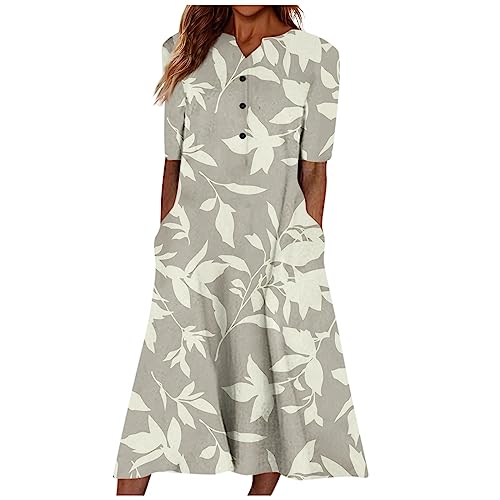 KINGOLDON Beach Dresses for Women Casual Summer Women's Floral Dresses All White Plus Size Dresses Floral Dress for Women Plus Size Dress with Pockets Plus Size Dress Plus Size Dresses for Curvy