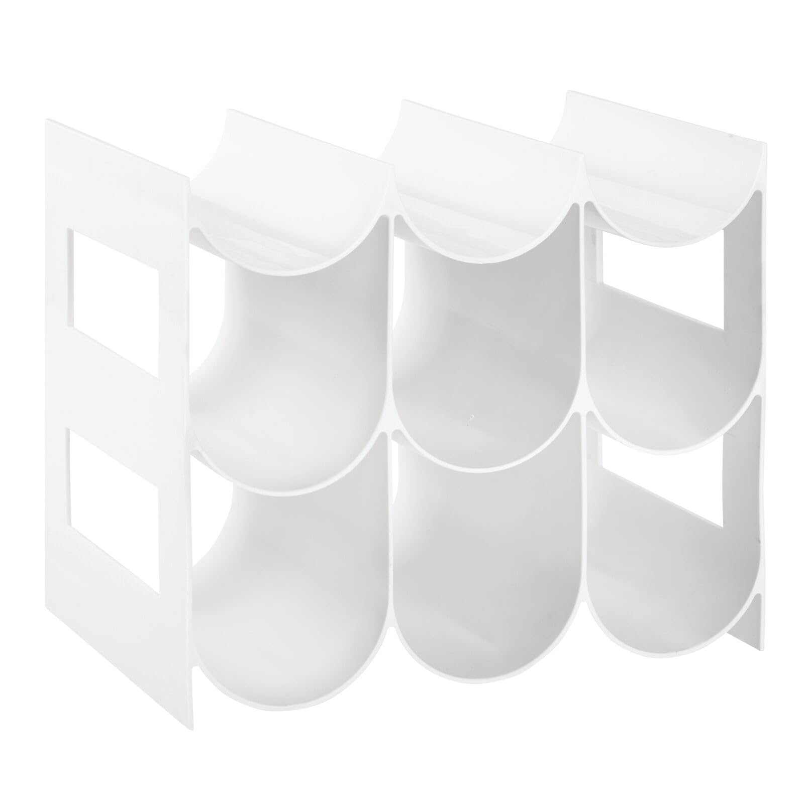 mDesign Plastic Free-Standing Water Bottle Organization/Wine Rack Storage Organizer for Kitchen Countertops, Cabinet, Bin, Pantry, Fridge, Refrigerator, 3 Tiers, 9 Bottles, Lumiere Collection - White