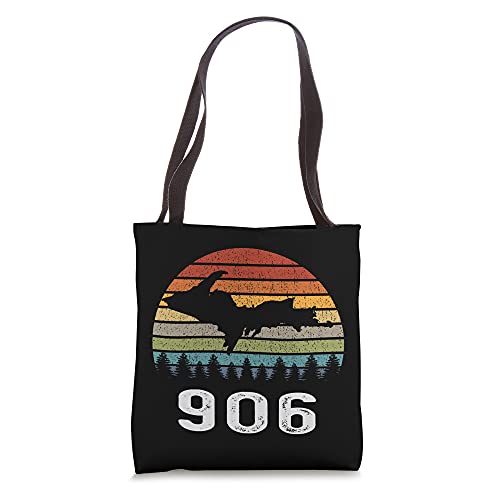 Upper Peninsula Michigan Gifts UP Retro 906 Yooper Tote Bag