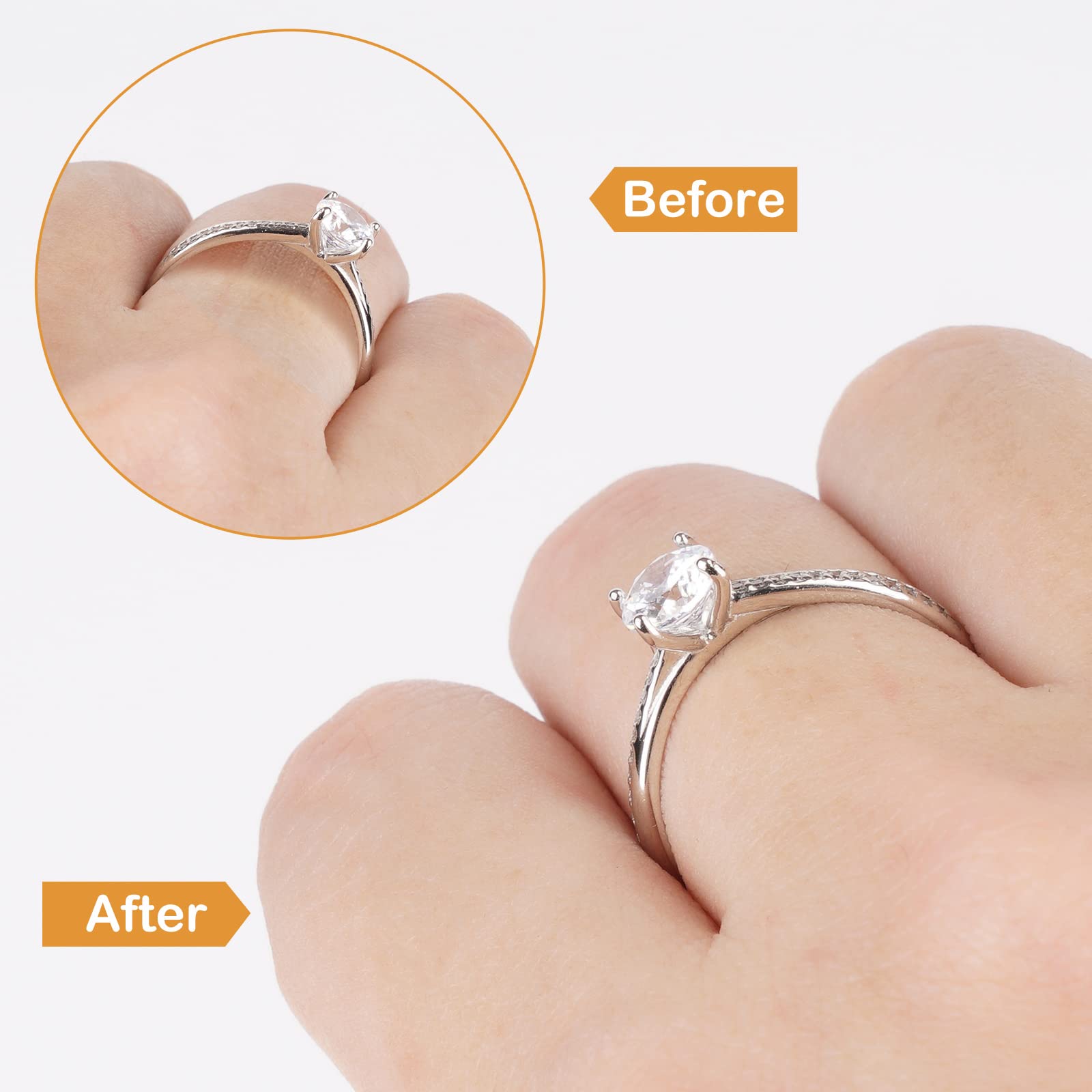 ARCUAT Ring Sizer Adjuster for Loose Rings, 12 Pack 4 Sizes Invisible Clear Silicone Ring Guard for Women Men, Ring Resizer Tightener Spacer Fitter for Too Big Ring, Make Ring Smaller without Resizing