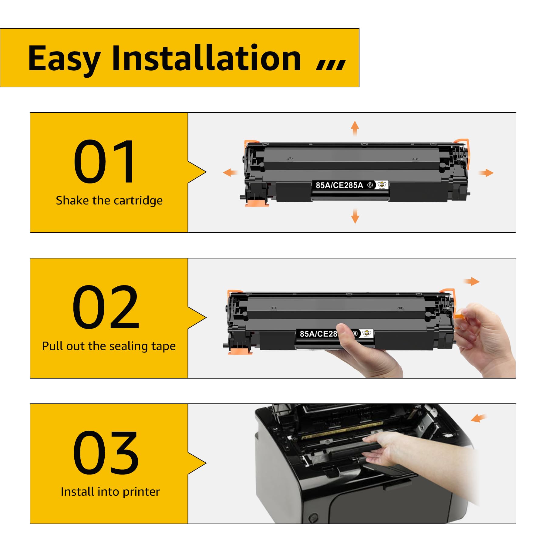 CMYBabee Compatible Toner Cartridges Replacement for HP 85A CE285A P1102W Toner for HP P1102W P1109W P1102 M1212NF M1217NFW P1006 P1005 P1505 Ink Printer (Black, 4-Packs)