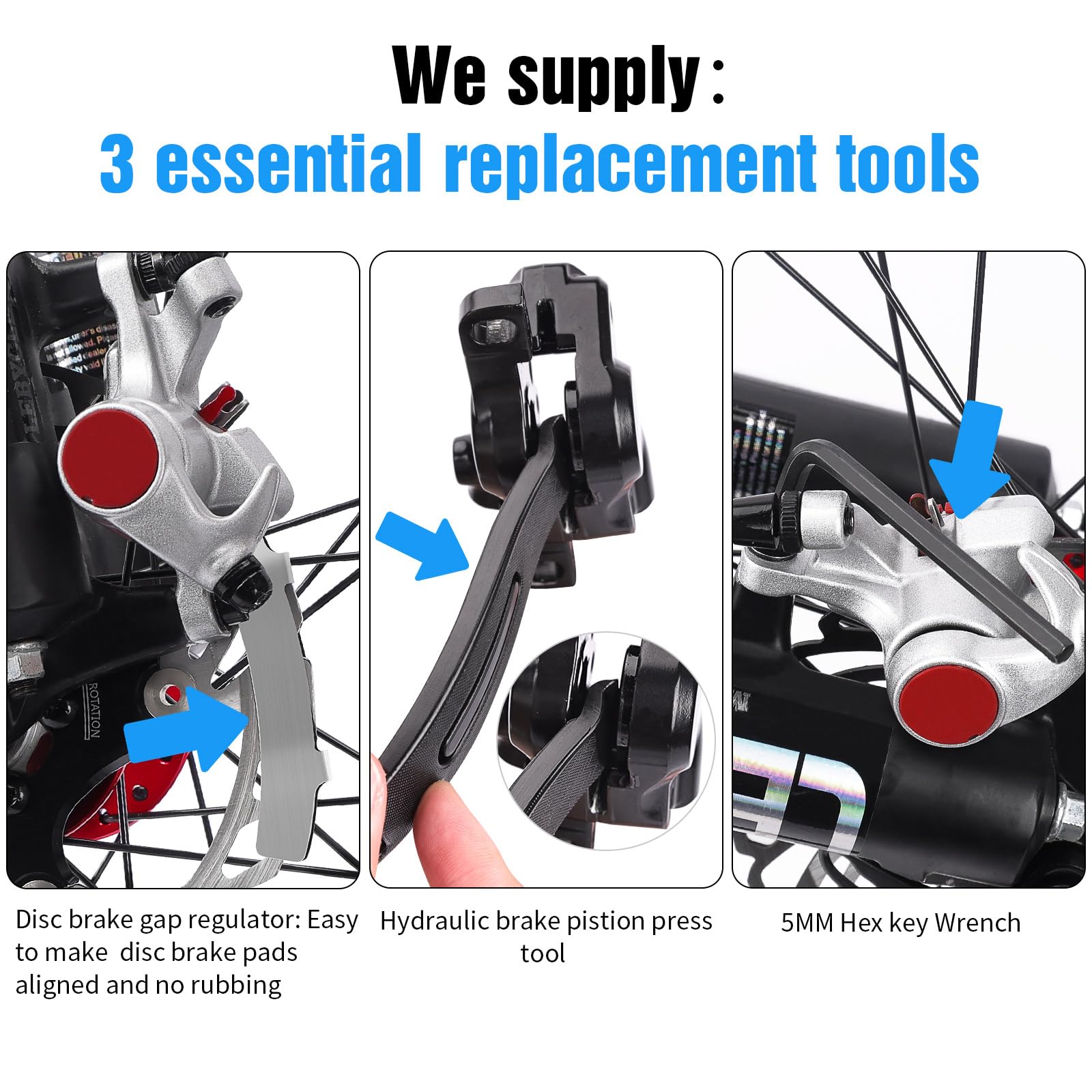 4 Pairs Bike Brake Pads, Bicycle Disc Brake Pads Compatible for SRAM Avid Ball Bearing 5 Mechanical BB5 MTB Brake Pads, Compatible for Merida Duke for Mountain Bike Ebike (with 3 Installation Tools)