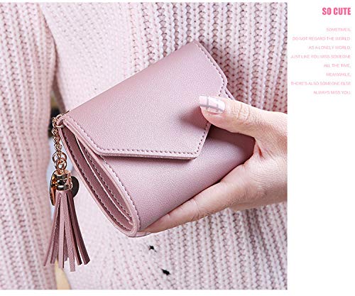 lomaifoer Small Wallet for Women,Ultra Slim Pu Leather Credit Card Holder Clutch Wallets for Women(pink)