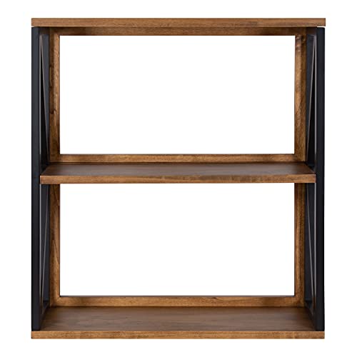 Kate and Laurel Rigby Farmhouse 3-Tier Wall Shelf, 25 x 8 x 28, Rustic Brown and Black, Decorative Modern Floating Shelves for Wall