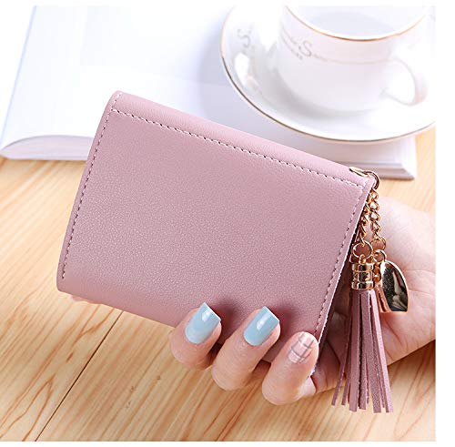 lomaifoer Small Wallet for Women,Ultra Slim Pu Leather Credit Card Holder Clutch Wallets for Women(pink)