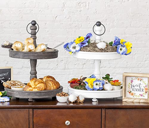Beautiful Two Tiered Tray β Rustic Wooden Serving Tray Enhances Your Spring Decor - Perfect for Your Home Decorations