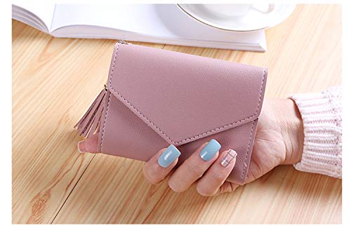 lomaifoer Small Wallet for Women,Ultra Slim Pu Leather Credit Card Holder Clutch Wallets for Women(pink)