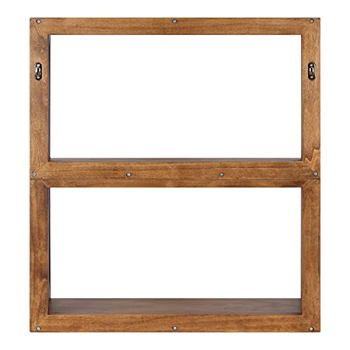 Kate and Laurel Rigby Farmhouse 3-Tier Wall Shelf, 25 x 8 x 28, Rustic Brown and Black, Decorative Modern Floating Shelves for Wall