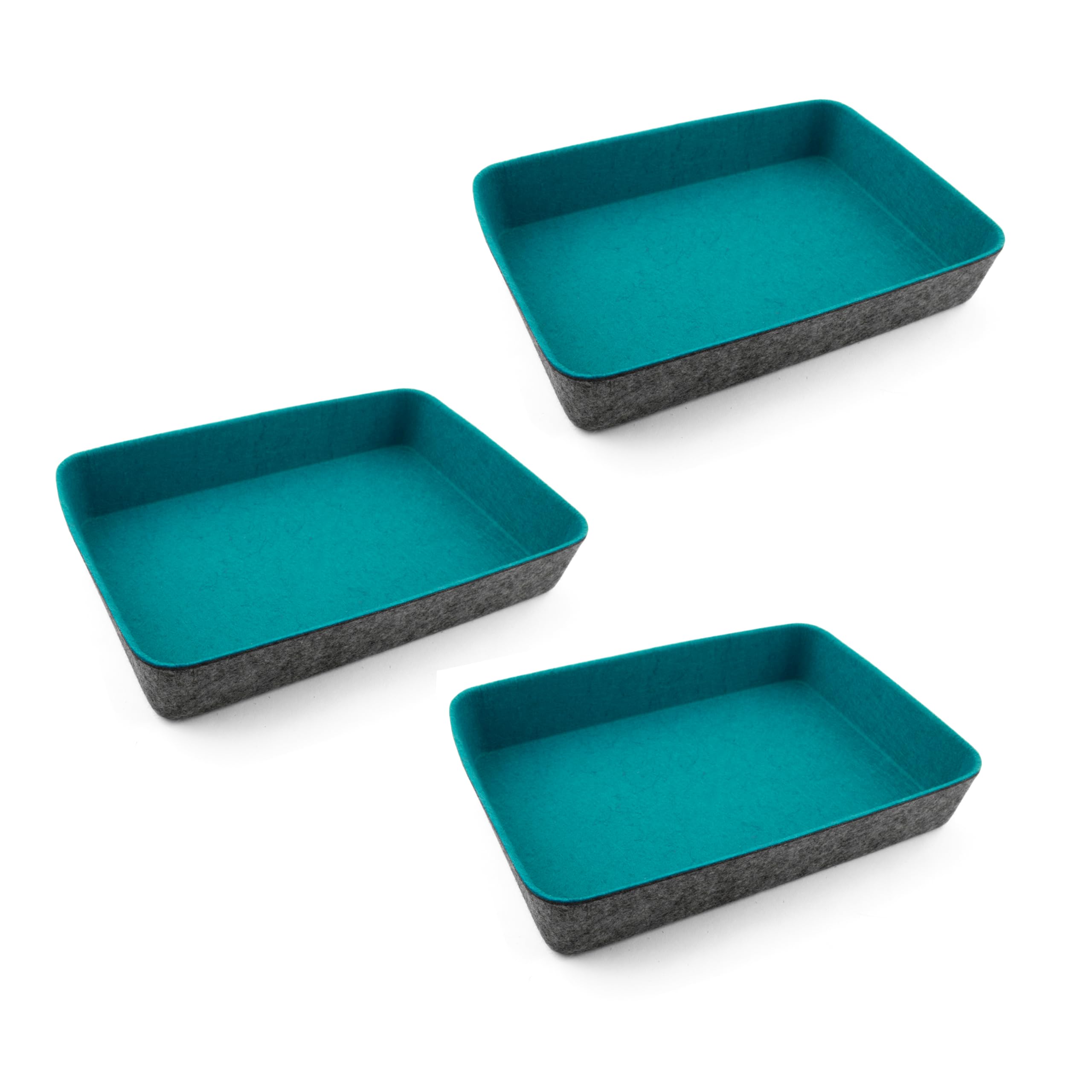 Three by Three Seattle Felt·Like·It! 10.5 x 7.5 Inch Felt Storage Bin for Office, Craft Room, Classroom, Living Room, Bedroom Storage (Charcoal)