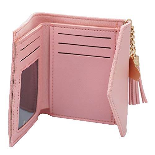 lomaifoer Small Wallet for Women,Ultra Slim Pu Leather Credit Card Holder Clutch Wallets for Women(pink)